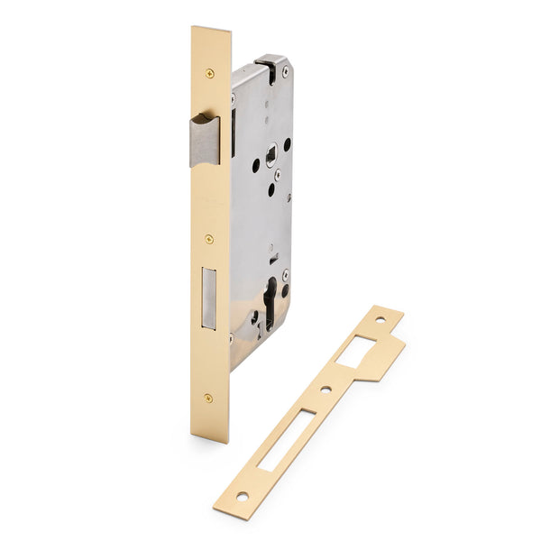 Satin Brass Euro Mortice Lock 316SSS (85mm Pitch 60mm Backset) - Manov